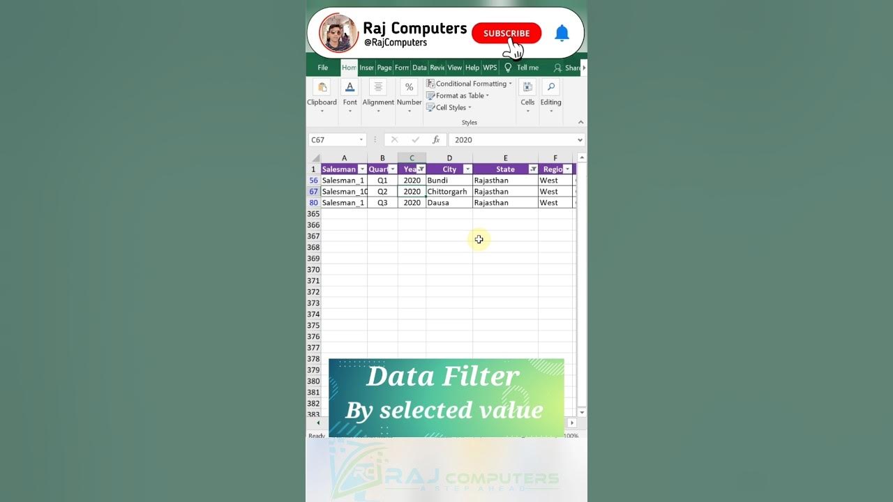 Quick filter method in excel | Quick Filter | Raj Computers | Raj sir #shorts #exceltricks # ...