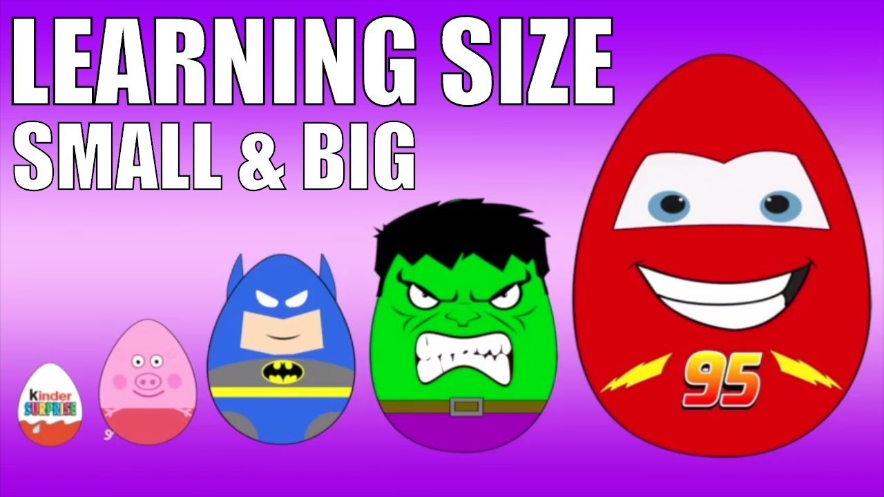 Learn sizes with surprise eggs Peppa Pig Batman Hulk Cars (animation ...