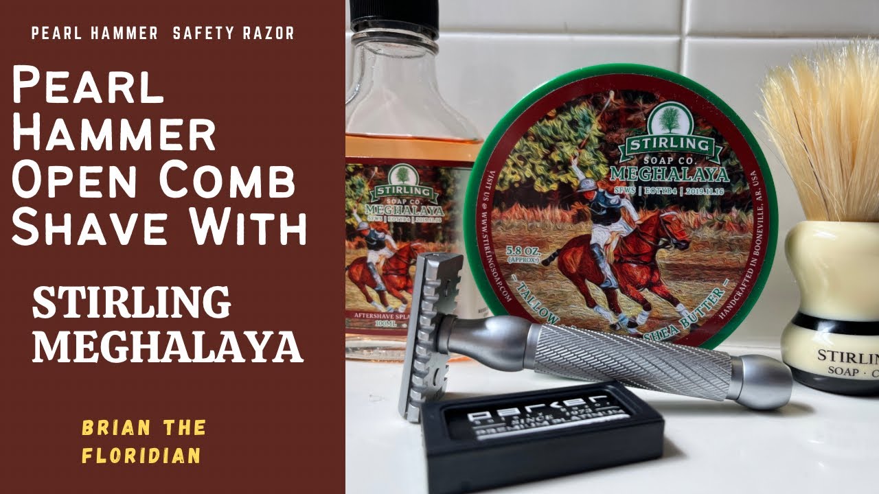 Shave With Pearl Hammer Open Comb Safety Razor, Stirling Meghalaya Set ...