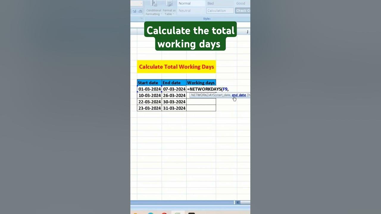 Networkdays Excelclub Excelformula Excel Newexcel Formula Function Viralvideo Youtube