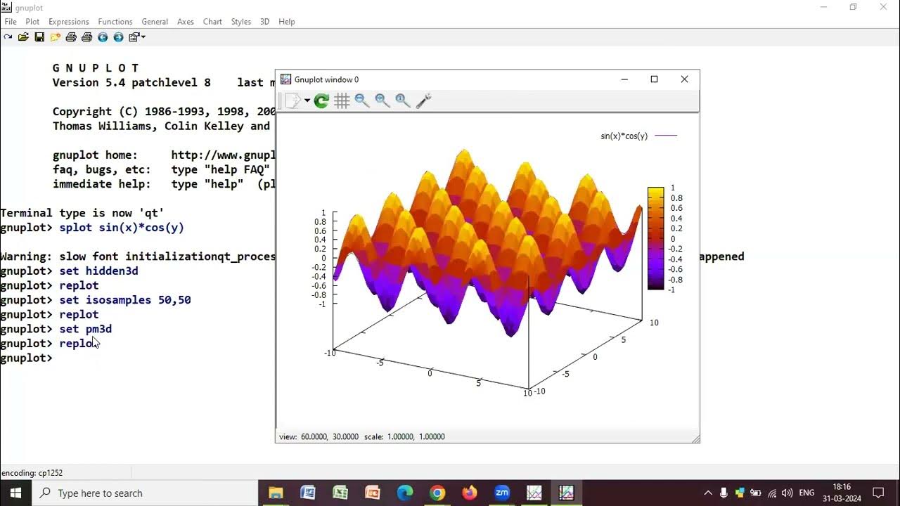 Gnuplot Tutorial Lec 6 3d Plot How To Plot A 3 Dimensional Plot In Gnuplot Youtube