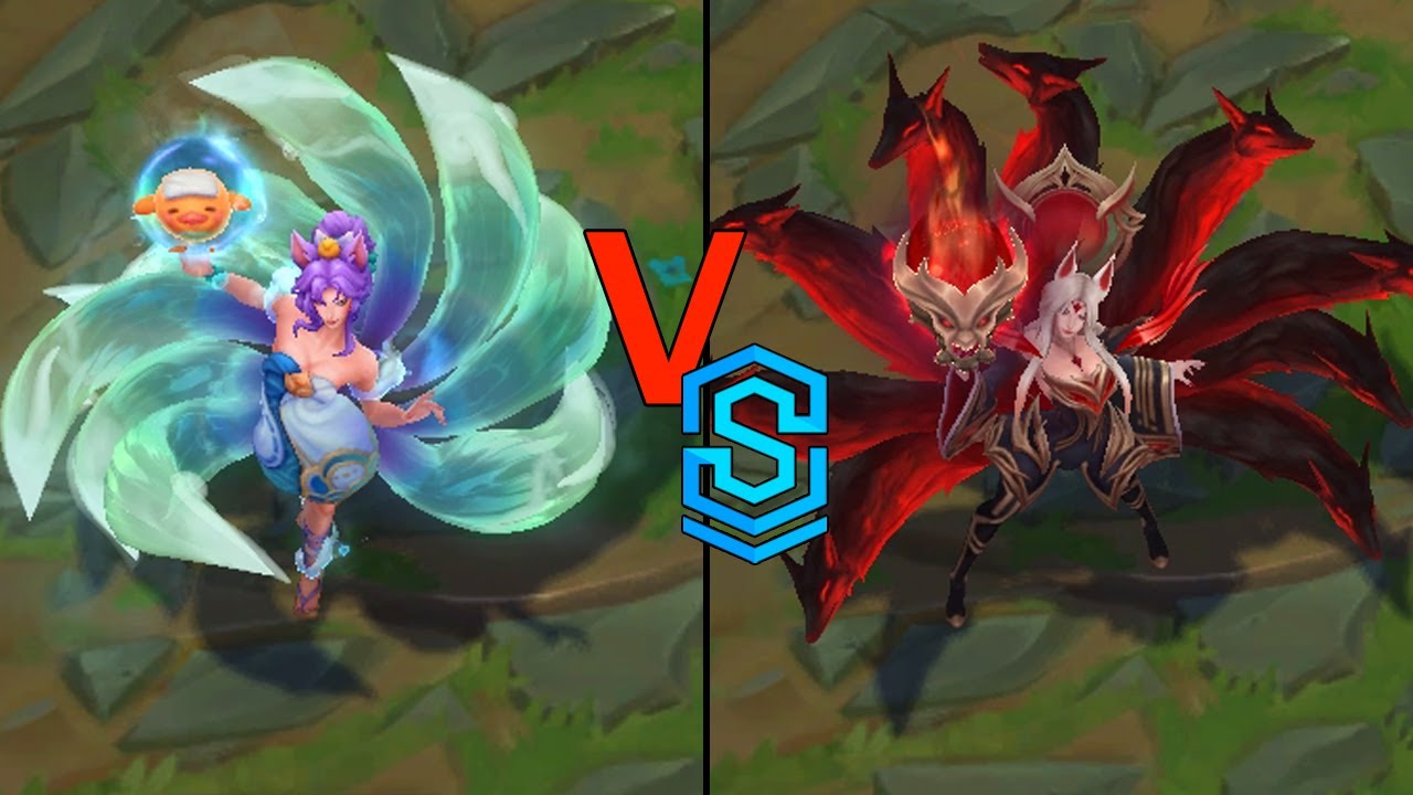 Spirit Blossom Springs Ahri VS Immortalized Legend Ahri - YouTube