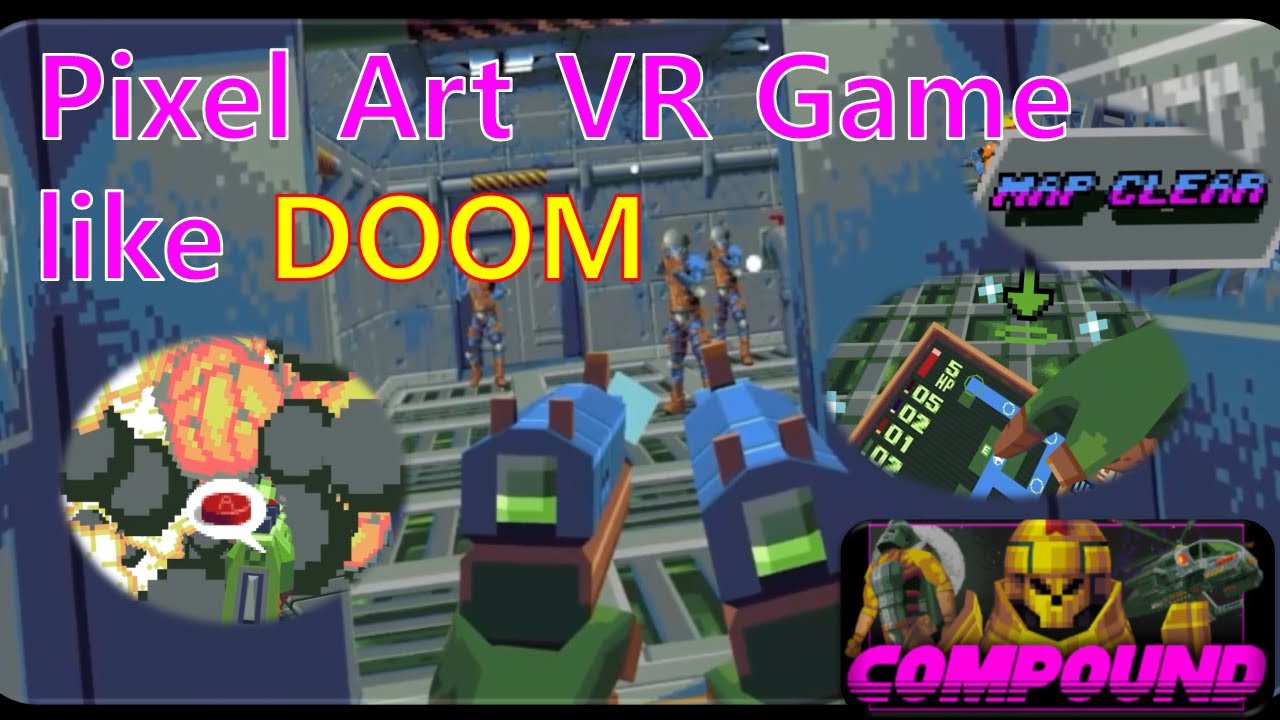 VR Pixel Art game like DOOM | Compound VR | Roguelite FPS Game - YouTube