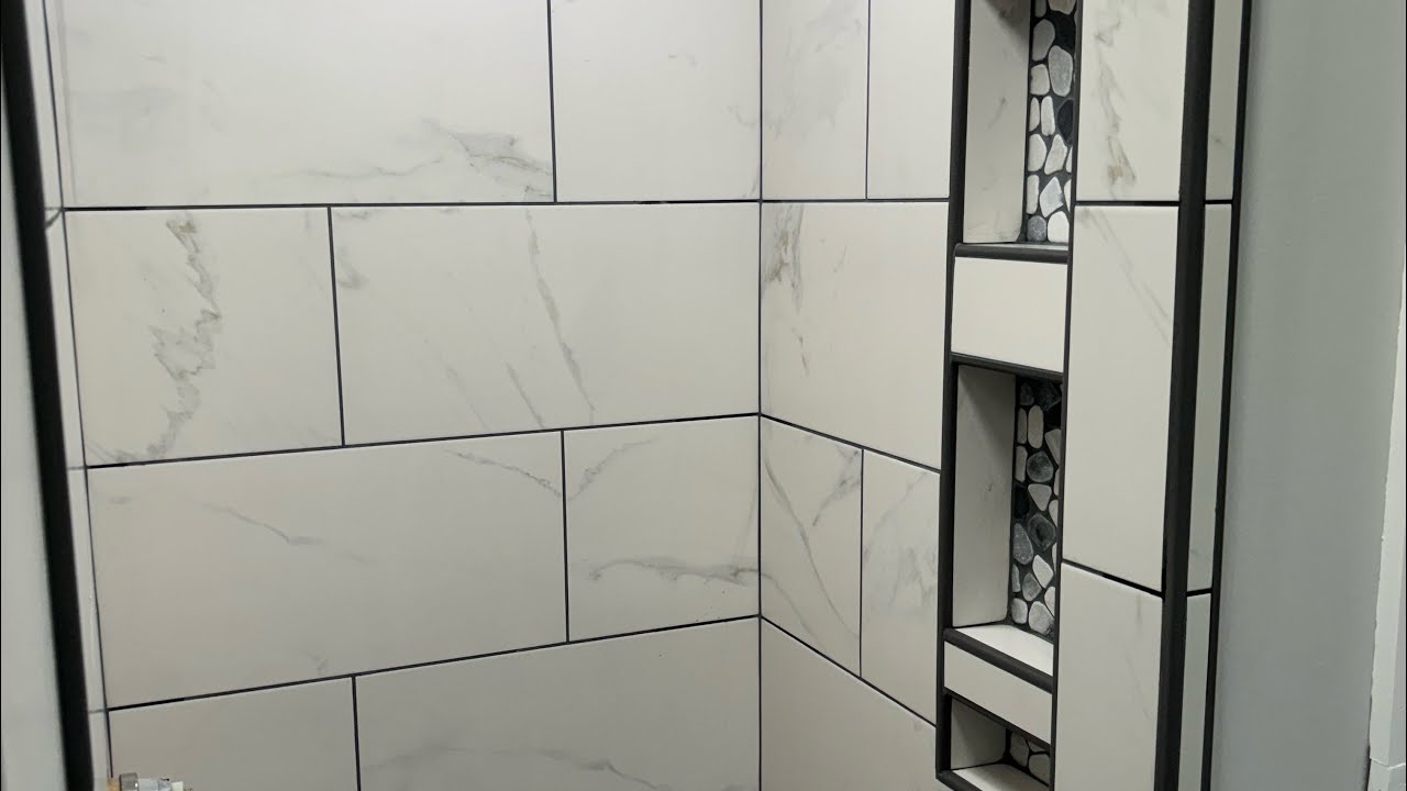 Tiling a shower with to niches #howto #tiles #install - YouTube