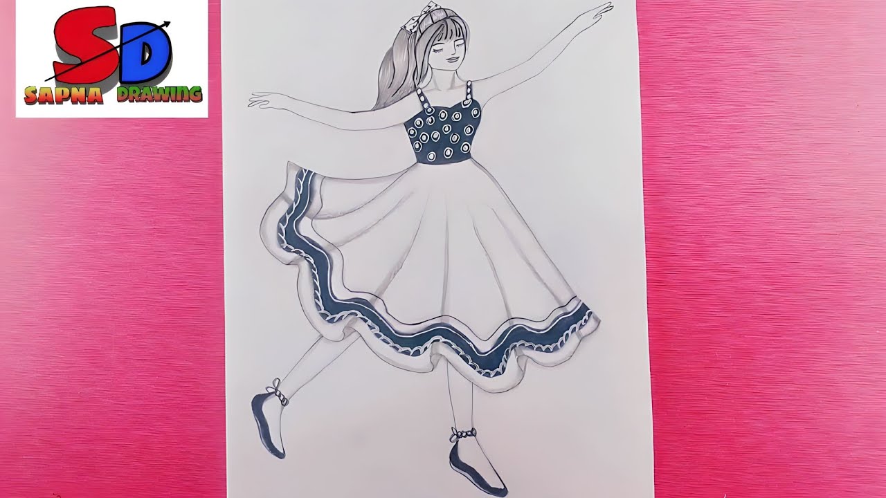 how to draw a beautiful dancing girl - Drawing easy | step by step ...