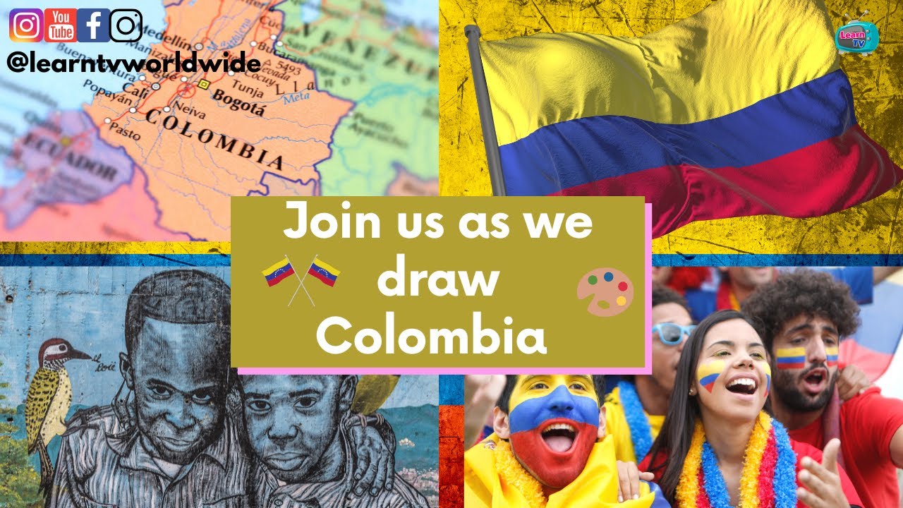 How to draw Colombia map | How to colour Colombian Flag - YouTube