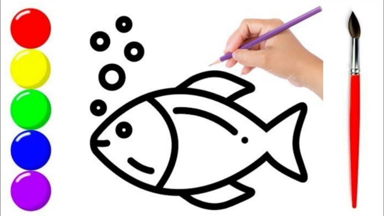 How to Draw Dish for Kids | Cute Fish Drawing for Kids - YouTube