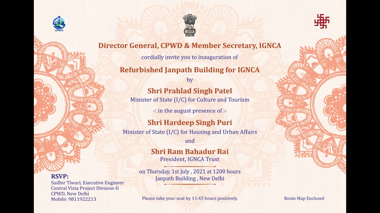 Inaugural Ceremony of Refurbished Janpath Building for IGNCA - YouTube