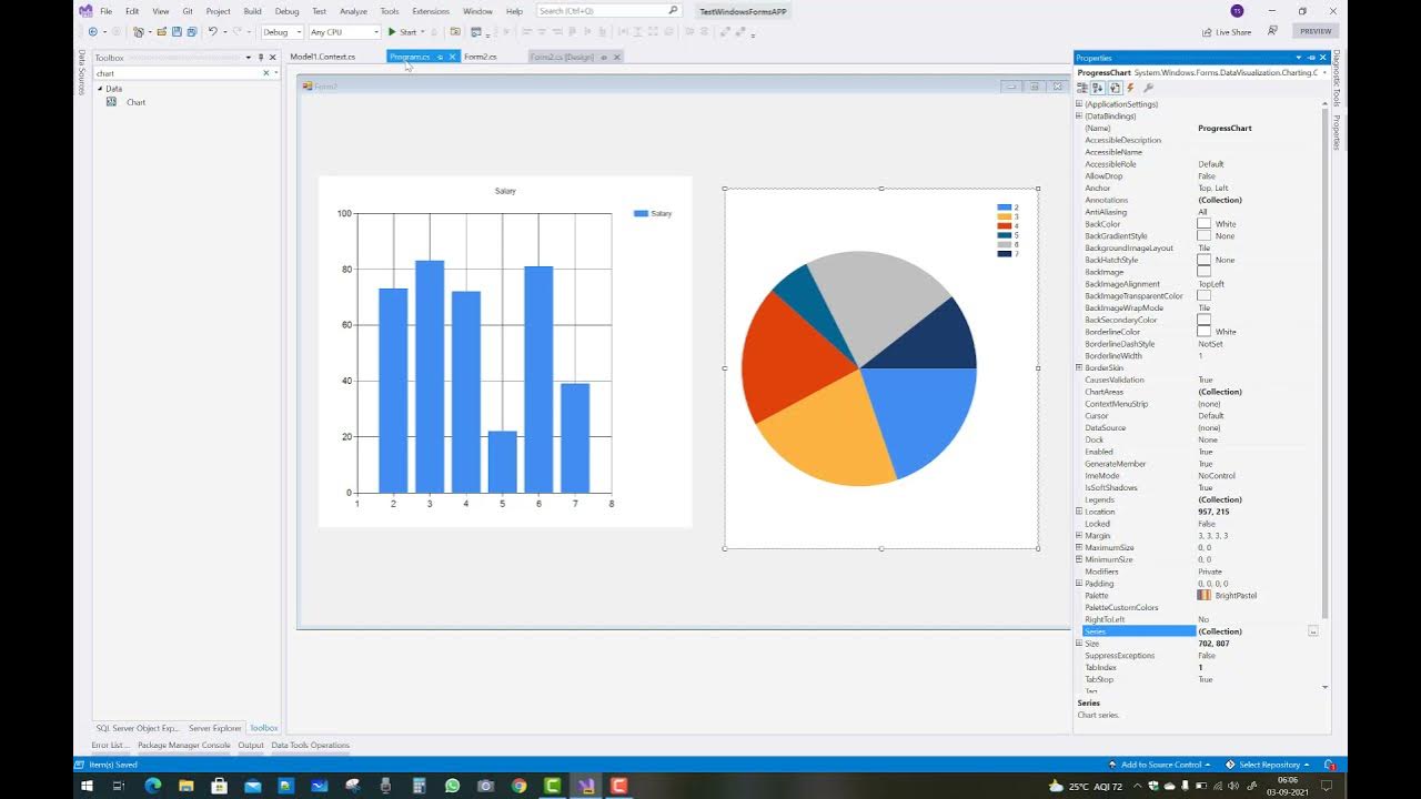How To Use Chart Control In C Example Of Chart Control Windows Forms Youtube
