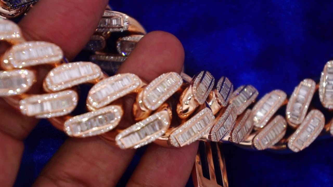 1 Kilo Miami Cuban Link Baguette Diamond Chain With Baguette Lock 60 Ct ...