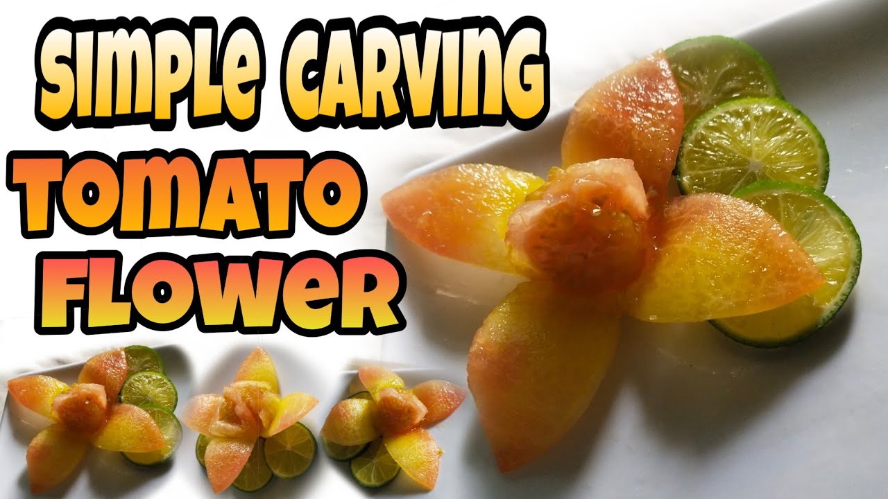 SIMPLE TOMATO FLOWER | SIMPLE TOMATO CARVING | SIMPLE TOMATO CARVING ...