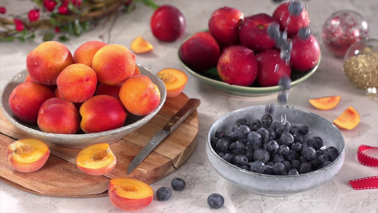 Festive Meat Hamper, Peaches, Nectarines, Grapes Blueberries - YouTube