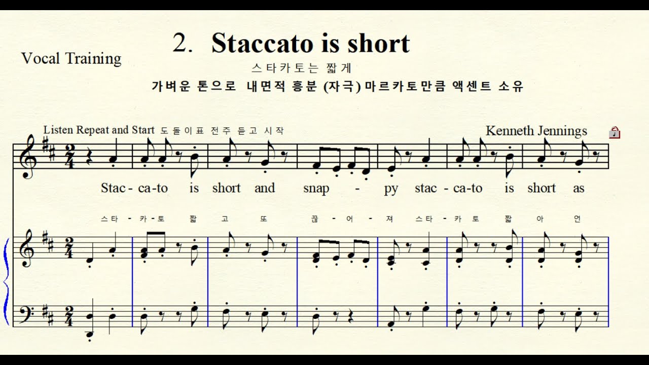 4-23 Vocal Training 발성 연습 2. Staccato is short 스타카토는 짧게 Kenneth ...