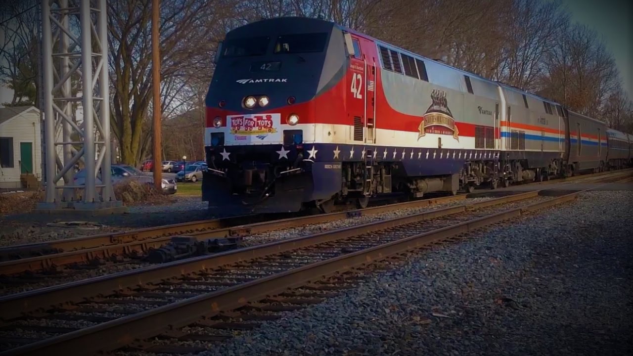 MBTA & Amtrak Heritage Units in Ashland, MA - YouTube