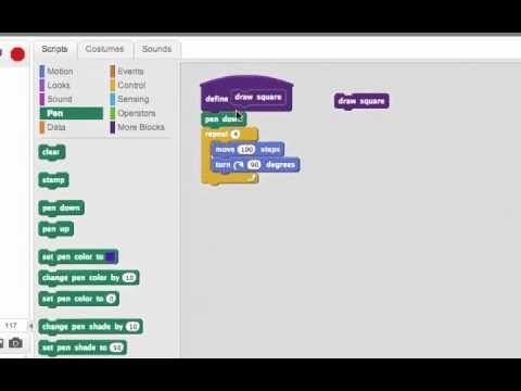 Making a Draw a Square Block: Programming in Scratch 2.0 - YouTube