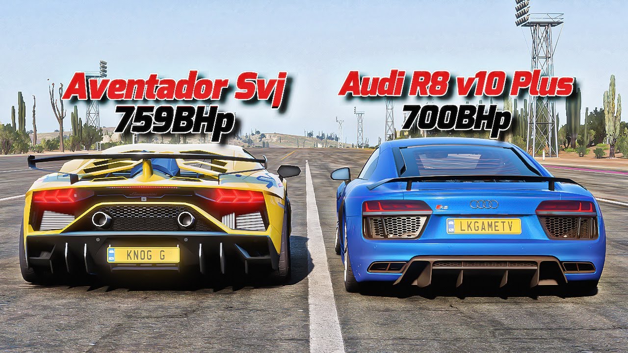 FH5 DRAG RACE - Audi R8 v10 Plus (700Hp) Vs Aventador Svj - YouTube