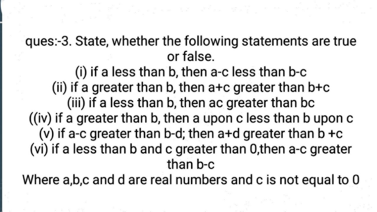 Ques:-3.State, whether the following statements are true or false (i ...
