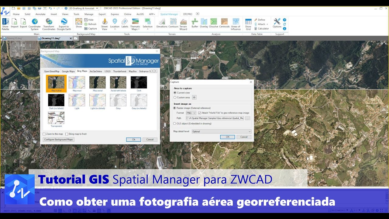 Tutorial Spatial Manager para ZWCAD e Autocad: Como Obter uma Fotografia Aérea Geo-referenciada ...