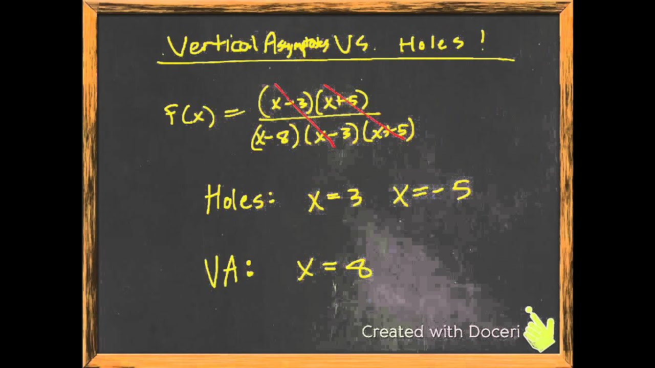 vertical asymptotes vs. holes - YouTube
