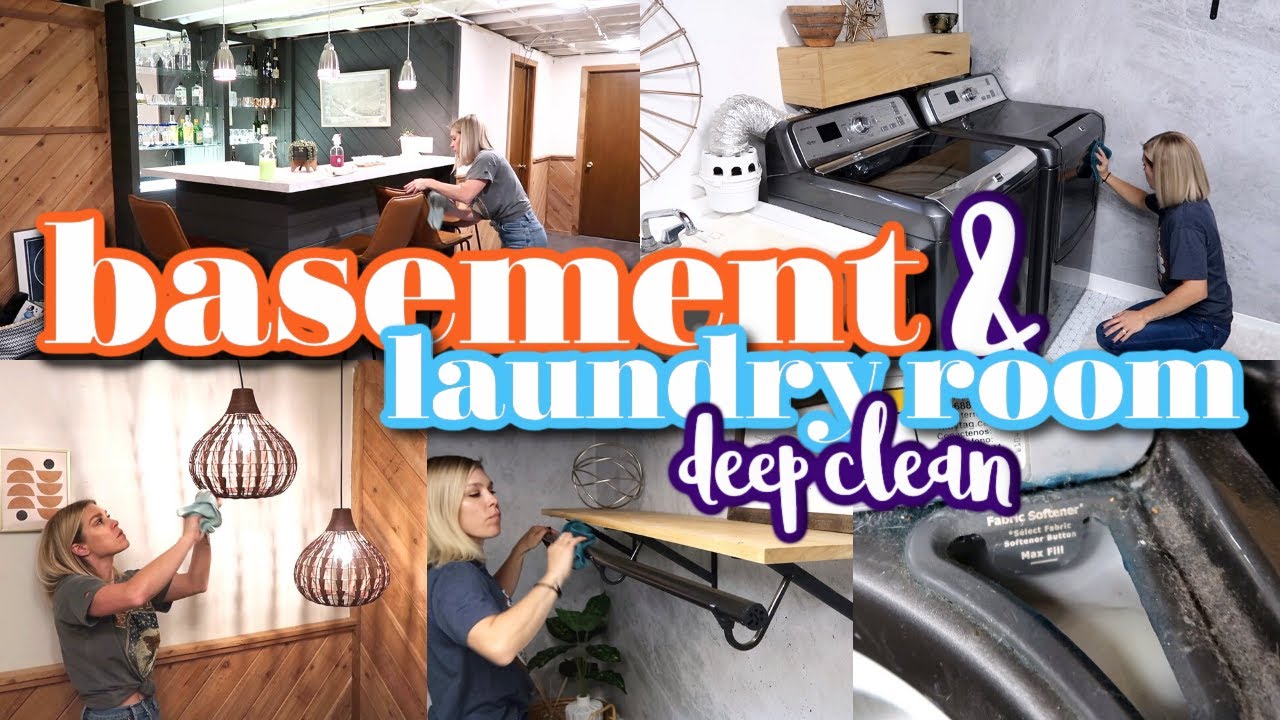 FULL BASEMENT AND LAUNDRY ROOM DEEP CLEAN | NEGLECTED SPACES | SO MUCH ...