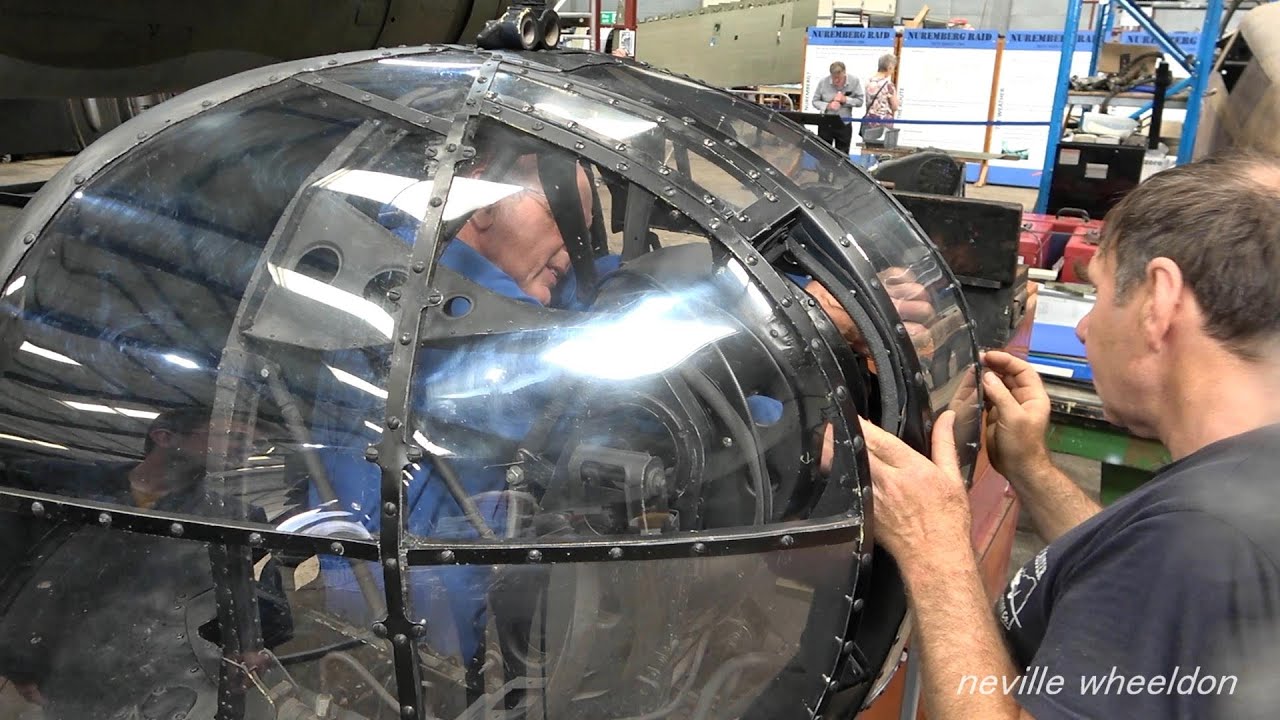 Video 211 Restoration of Lancaster NX611 Year 6. Front gun turret ...