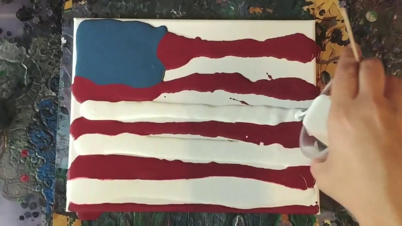Acrylic Pour - American Flag Swipe - YouTube