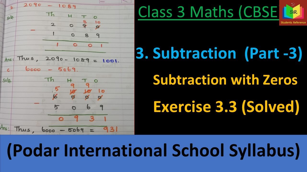 Subtraction with Zeros / Part 3 / Math class 3 / Students Reference ...