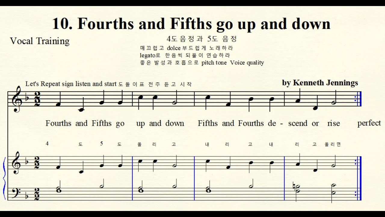 4-31 Vocal Training 발성 연습 10. Fourths and Fifths go up and down 4도 음정 5 ...