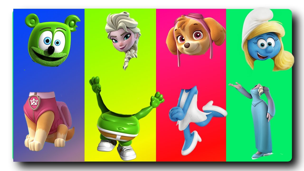 Wrong Heads Paw Patrol Smurfs Elsa Finger Family Colors Learn - YouTube