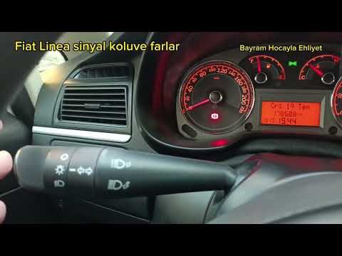 Fiat Linea sinyal kolu ve farlar. Direksiyon sınavına yönelik bilgiler içerir.
