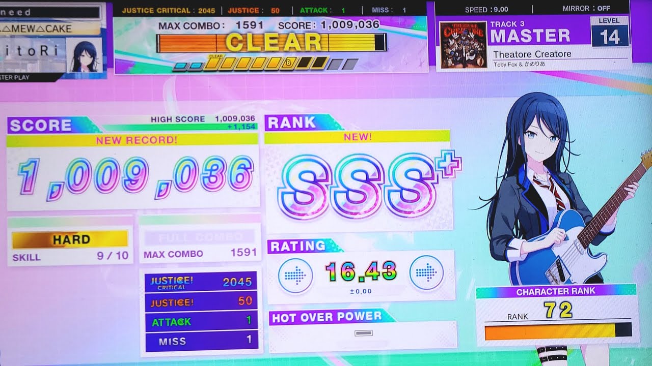 [CHUNITHM] Theatore Creatore (MASTER 14) SSS+ 1,009,036 - YouTube