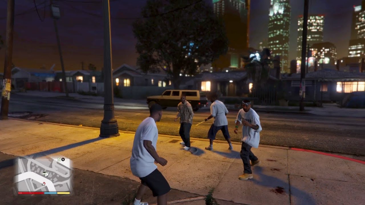 Hood tag team match starring Franklin & Random NPC's - YouTube