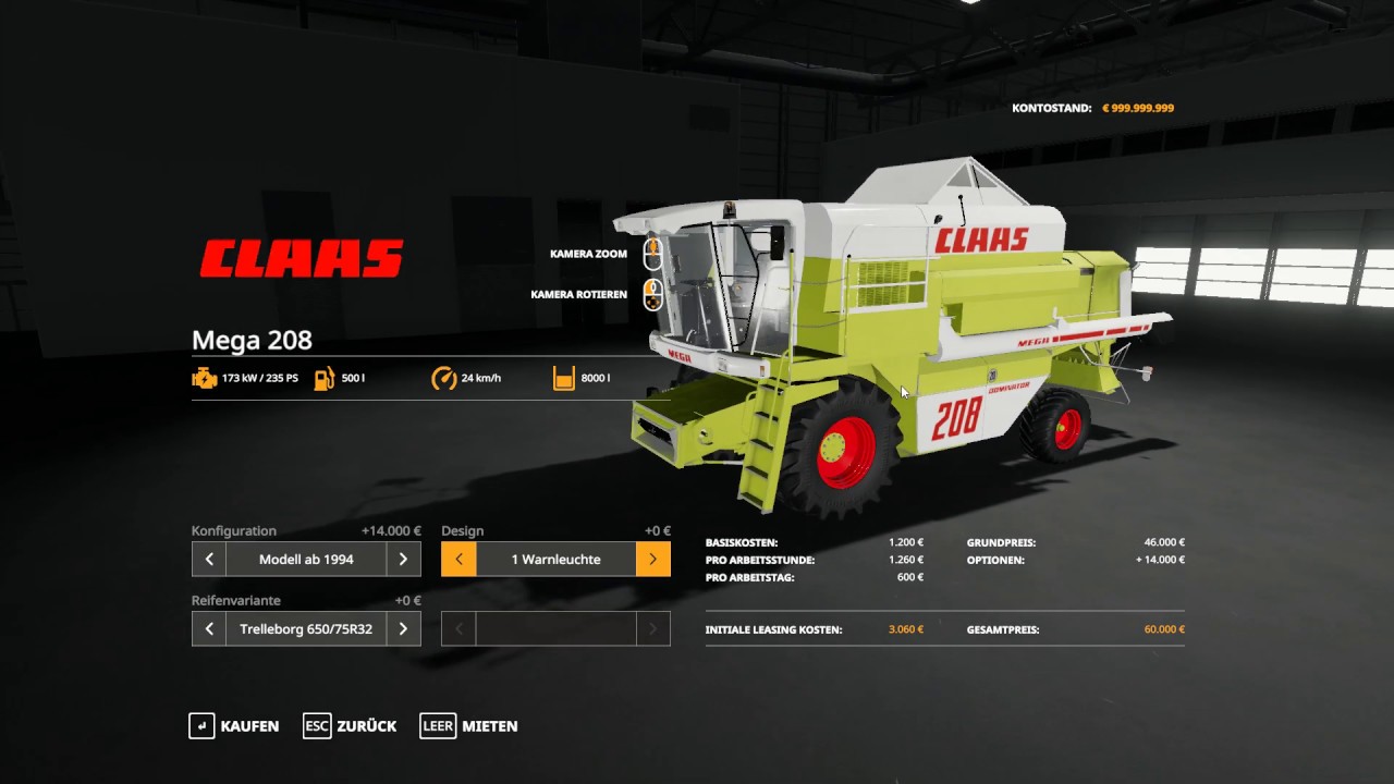 Ls19 | Farming Simulator 19 Modvorstellung Claas Mega Pack 208 - YouTube