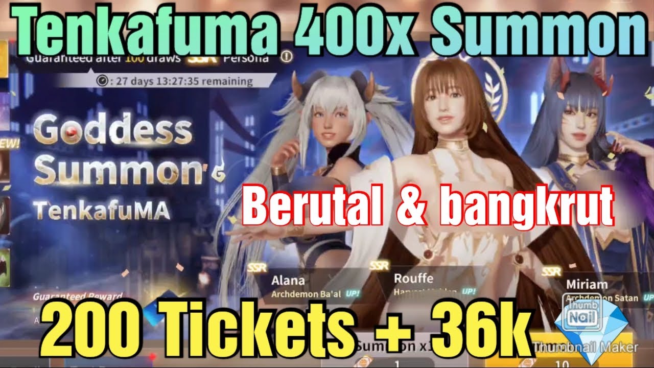 Rise Of Eros 400x Summon for Tenkafuma Collabs Characters 200 Tickets + 36k Crystals - YouTube