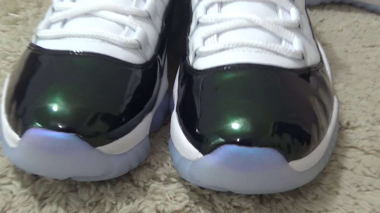 First Looking! Air Jordan 11s Low Emerald Review from Dopekickz23 - YouTube