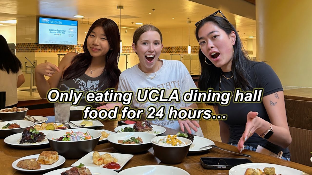 Only eating UCLA dining hall food for 24 hours | USA college life, student dorms! - YouTube