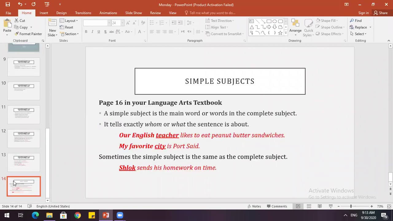 Eng G5 Sept.30 Simple Subjects/Second Day, First Impressions - YouTube