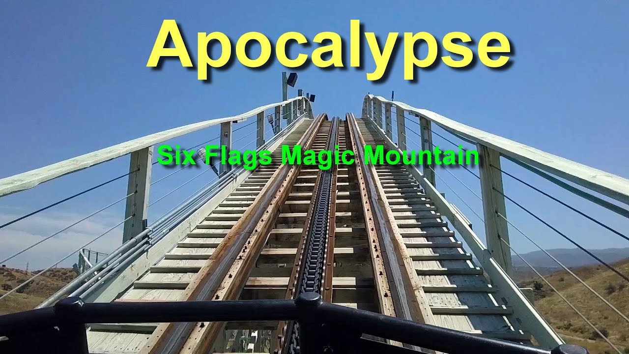 Apocalypse Wooden Roller Coaster Front Seat On Ride POV Six Flags Magic ...