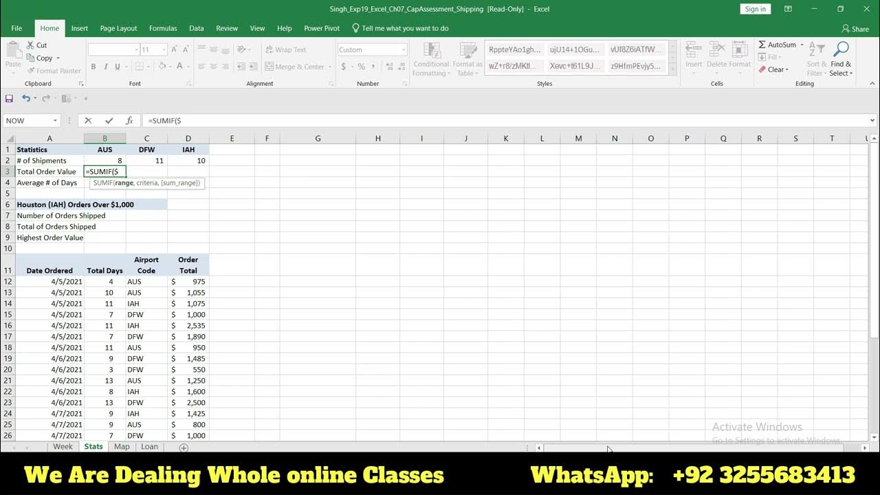 Exp19_Excel_Ch07_CapAssessment_Shipping_xlsx | Excel Chapter 7 Capstone Assessment – Shipping ...