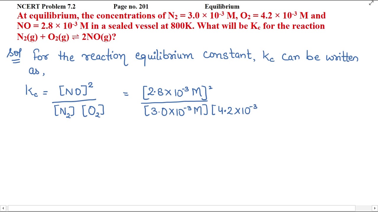 At Equilibrium The Concentrations Of N2 3 0 10 3 M O2 4 2 10