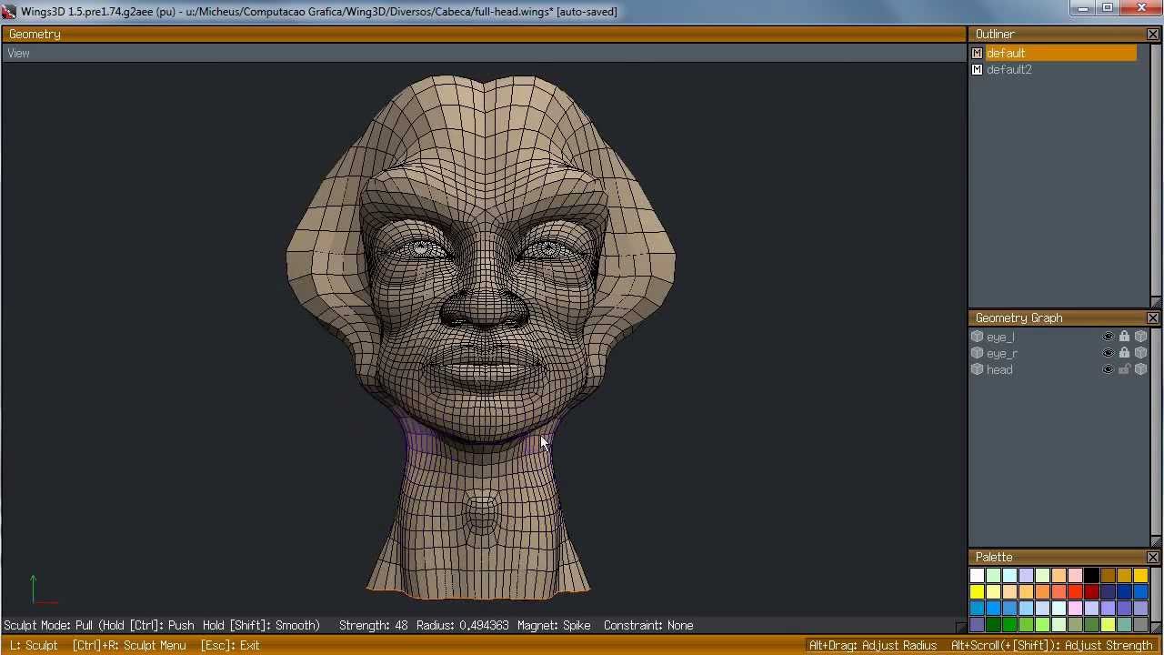 Wings3d: Testing Sculpt options - YouTube