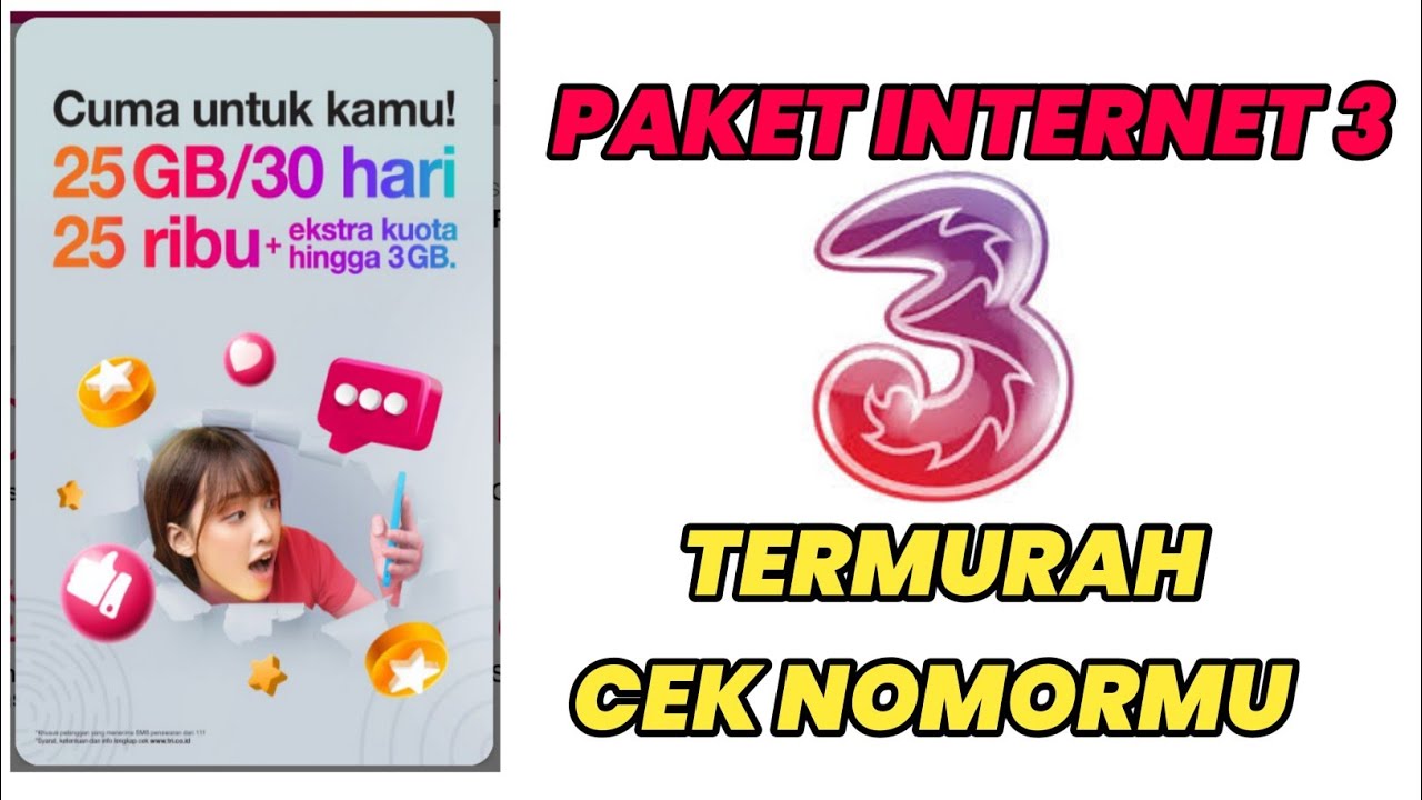 Paket Internet Tri Termurah 25 Gb 25 rb , Cek Sekarang - YouTube