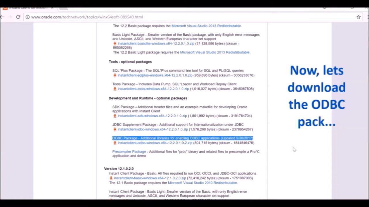 Oracle Instant Client - Basic and ODBC Installation - YouTube