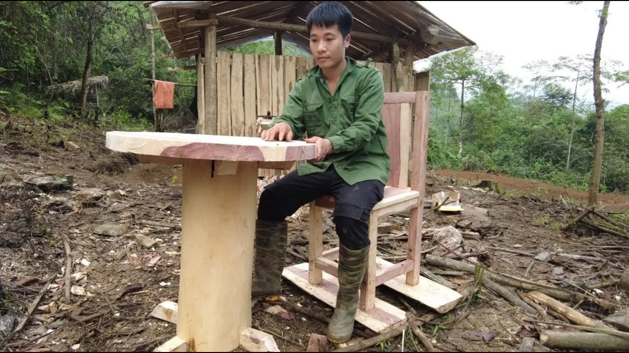 How to Make wooden tables and chairs - Build a wooden house for pigs to ...