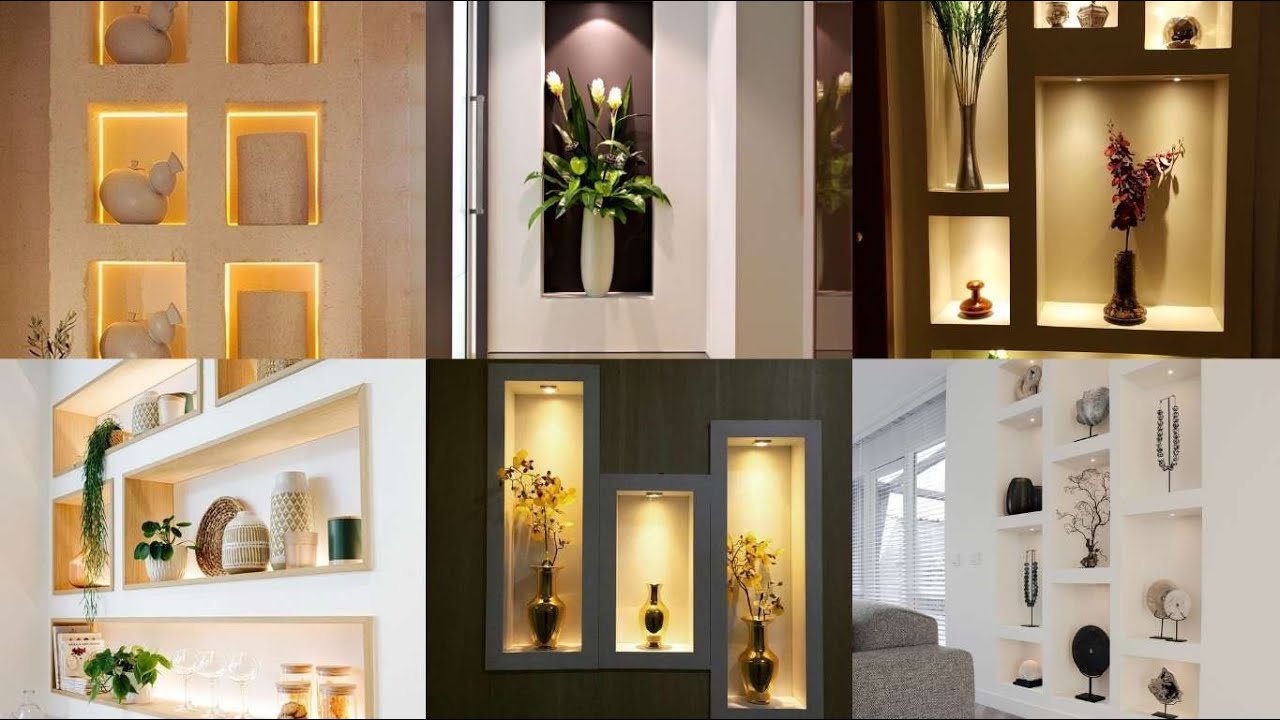 Home Decor Mind Blowing Wall Niches Design Ideas || Wall Shelves LED ...