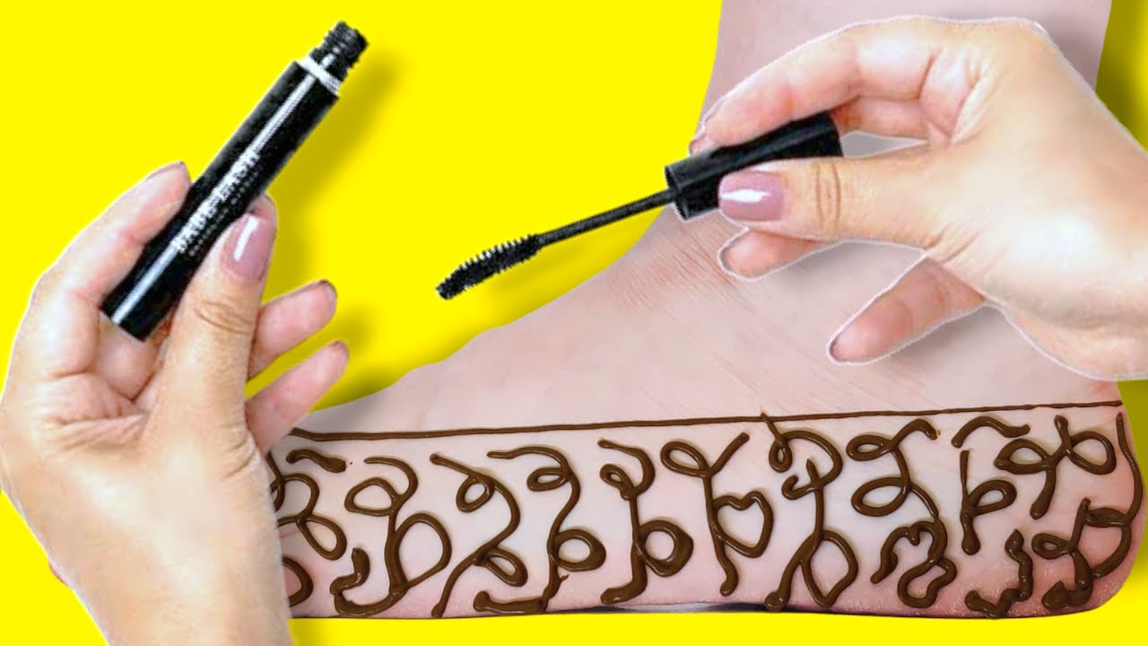 Nice Mehndi Design Using Mascara | Arabic Mehendi Designs for Beginners ...