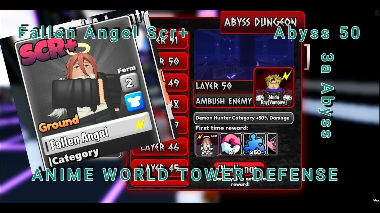 Meta Unit Fallen Angel | (3) Abyss 50 | Anime World Tower Defense - YouTube