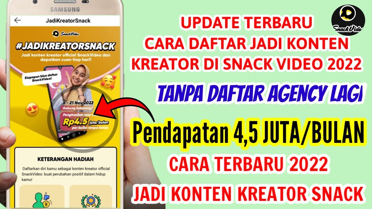 CARA DAFTAR KONTEN KREATOR SNACK, JADI KONTEN KREATOR DI SNACK VIDEO ...