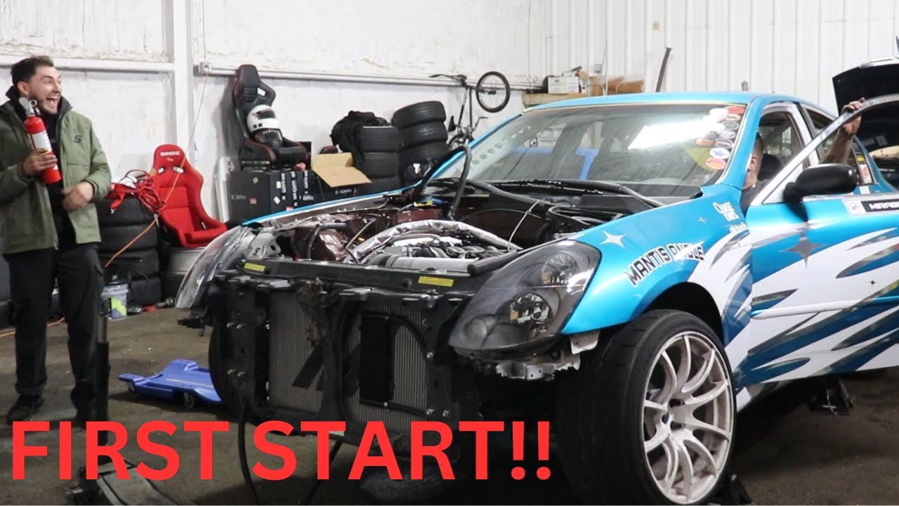 LS SWAP G35 - PUTTING THE ENGINE IN AND GETTING IT RUNNING! - YouTube