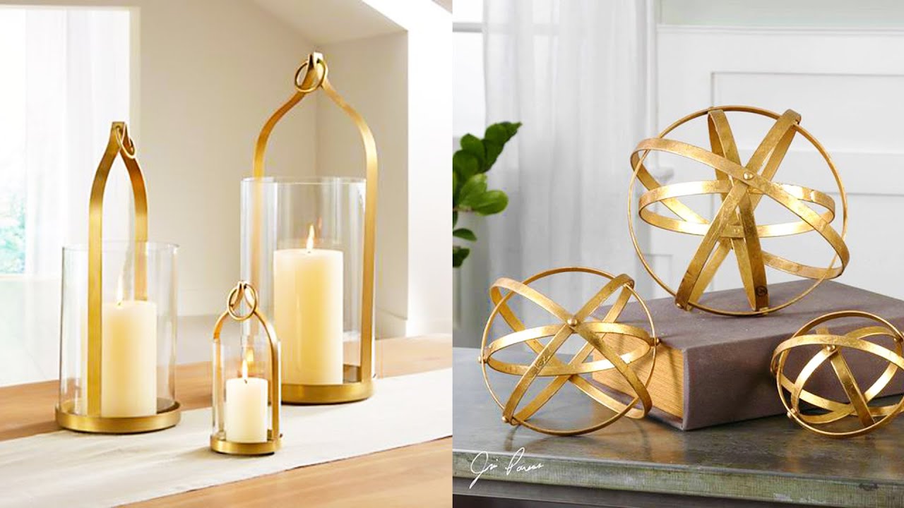 Set of 3D Iron Gold Leaf Sphere Decorative Table Top Decorations, Home ...